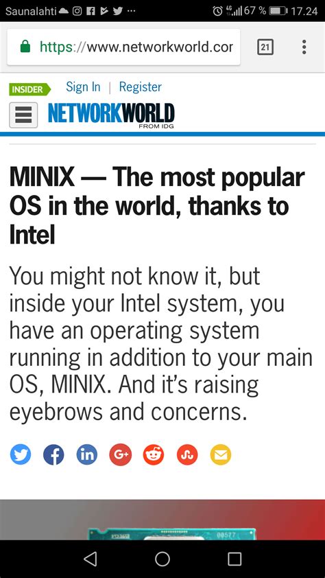 Minix — The Most Popular Os In The World Thanks To Intel Network World