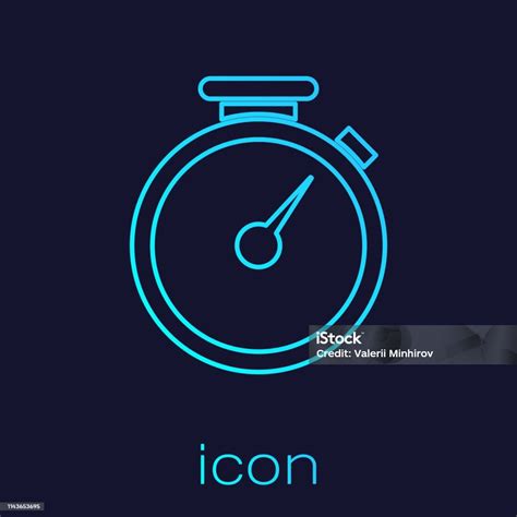 파란색 배경에 고립 된 청록색 스톱 워치 라인 아이콘입니다 시간 타이머 기호입니다 벡터 일러스트 0명에 대한 스톡 벡터 아트 및 기타 이미지 Istock