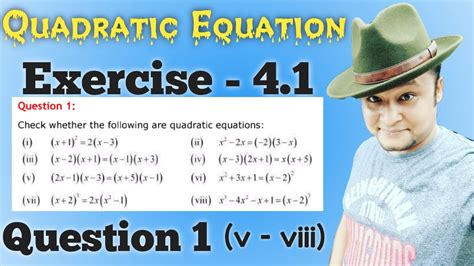Class 10th Ex 4 1 Q 1 V Viii Math Quadratic Equations Youtube