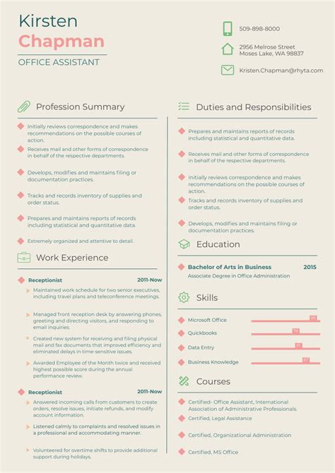 Simple Office Assistant Resume Resume Template