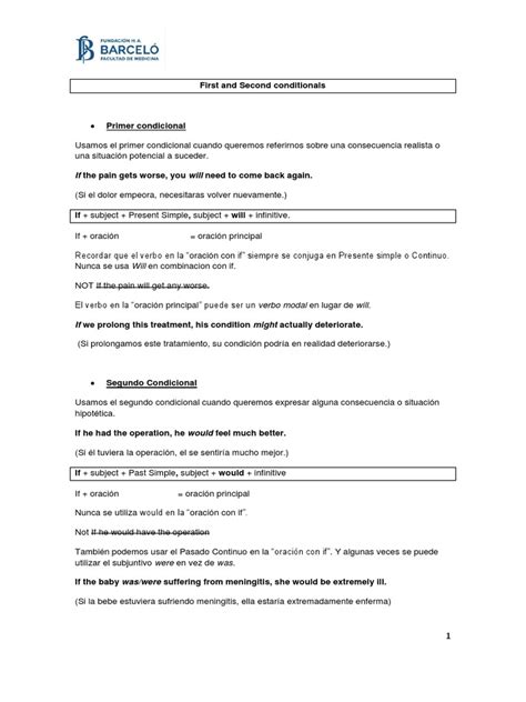 Modulo 1 Unit 3 Grammar First And Second Conditionals Pdf Sintaxis Gramática