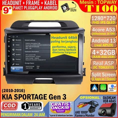 Jual Paket Headunit Android 9 inch + Frame + Soket PNP KIA Sportage Gen ...