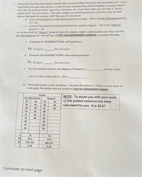 Solved Hello I Need Help With A T Test Problem Please Show