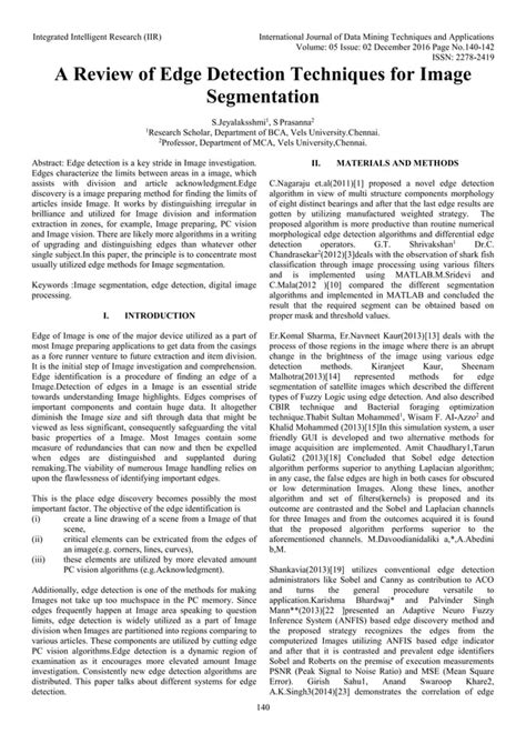 A Review Of Edge Detection Techniques For Image Segmentation Pdf