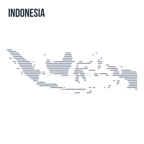 Vector Abstract Hatched Map Of Indonesia With Horizontal Lines Isolated On A White Background
