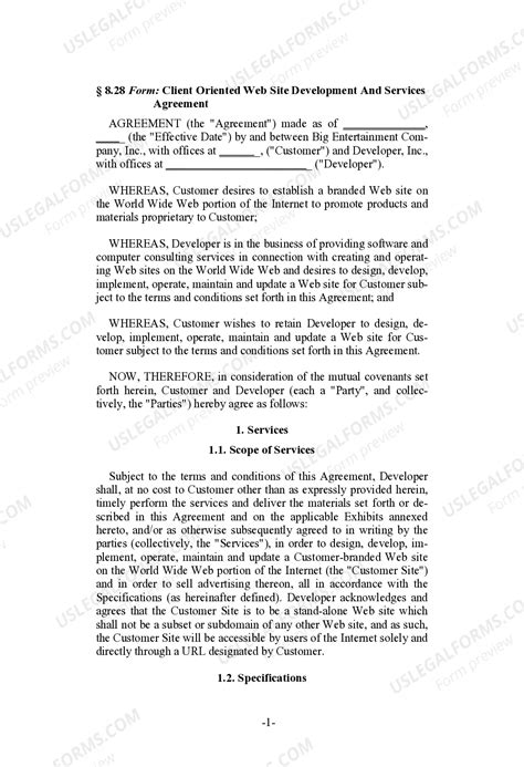 California Client Oriented Web Site Development And Services Agreement