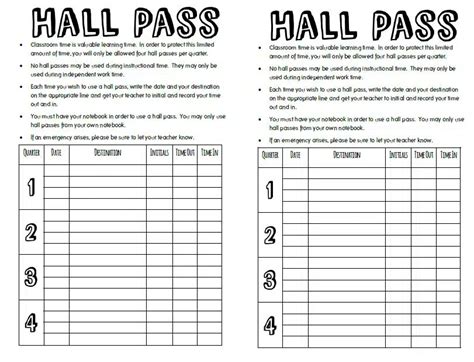 Free Interactive Notebook Hall Pass Math Love
