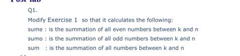 Solved Exercise 1 Write A Program That Finds The Summation