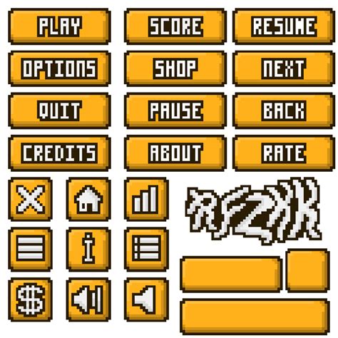 Interface Buttons Pixel Art By Rfzkk