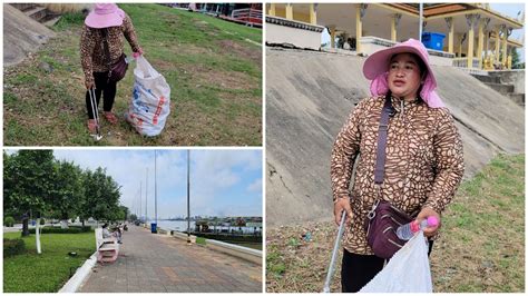 រើសសំរាមមាត់ទន្លេរាល់ថ្ងៃ អ្នកស្រី ហេង ចន្ថា