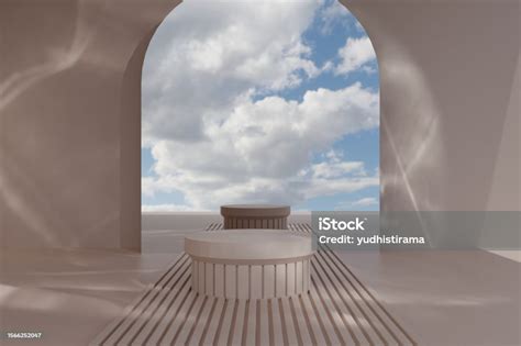 3d 배경 제품은 기하학적 플랫폼이 있는 연단 장면을 표시합니다 연단이 있는 배경 벡터 3d 렌더링 화장품을 보여주기 위해 서십시오 받침대 디스플레이에 무대 쇼케이스 베이지