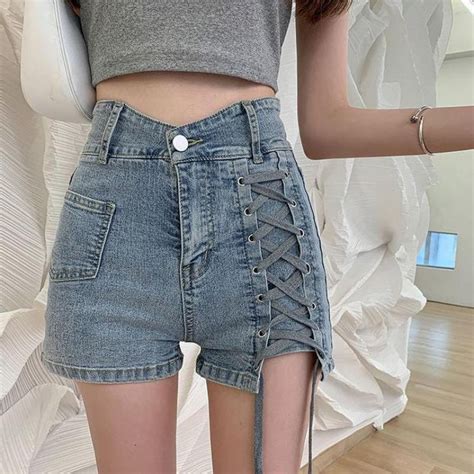 Buy Preppy Bandage Denim Shorts Shoptery Streetwear Fashion Women Denim Shorts Women