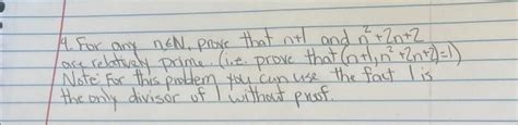 Solved 4 For Any NN Prove That N 1 And N2 2n 2 Are Chegg Com