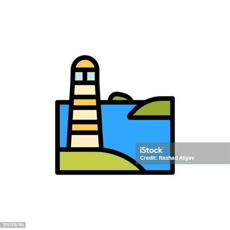 등대 바다 아이콘 Ui 및 Ux 웹 사이트 또는 모바일 응용 프로그램에 대한 해양 아이콘을 저장하는 윤곽 벡터 요소와 간단한 색상 0명에 대한 스톡 벡터 아트 및 기타