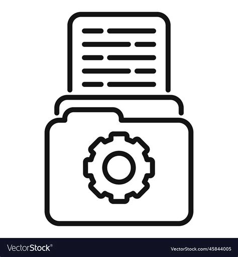 Mail Gear Folder Icon Outline Page Report Vector Image
