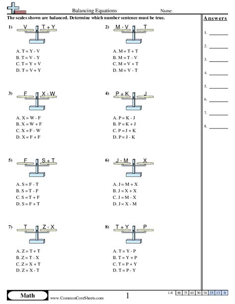 Balancing Equations Worksheets Free Distance Learning Worksheets And More Commoncoresheets