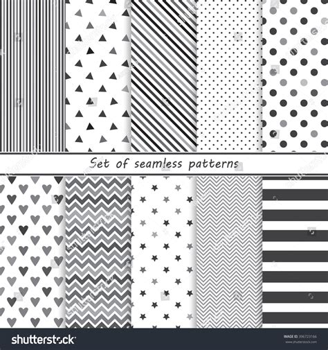 Set Simple Monochrome Patterns Stock Vector Royalty Free 396723166