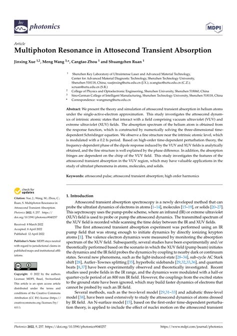 Pdf Multiphoton Resonance In Attosecond Transient Absorption