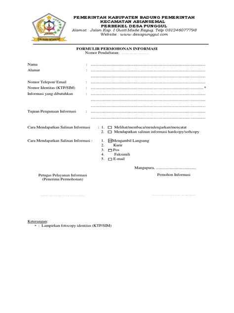 Formulir Permohonan Informasi Pdf