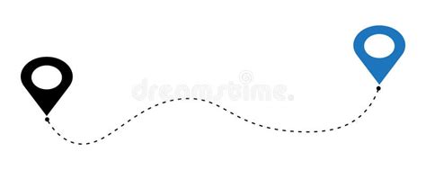 Route Location Icon Dotted Line Road With Start And End Points Stock
