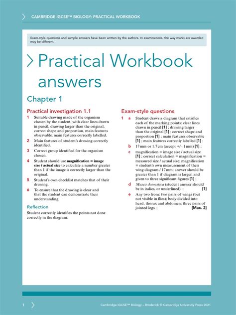 Practical Workbook Answers Exam Style Questions Practical Investigation 1 1 Pdf Foods Leaf