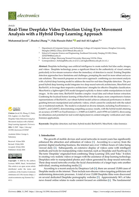 Pdf Real Time Deepfake Video Detection Using Eye Movement Analysis With A Hybrid Deep Learning