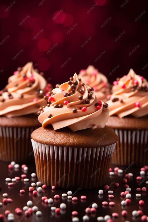 사탕 스프링클을 곁들인 맛있는 컵케이크 Ai 생성 이미지