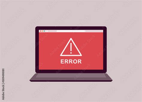 Laptop With Error Icon Showing On Red Monitor Screen Concept Of Browsing Error Stock Vector
