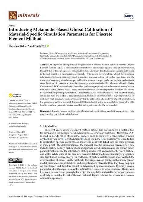 Pdf Introducing Metamodel Based Global Calibration Of Material Specific Simulation Parameters