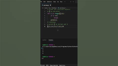 Break And Continue Keyword In Python 🔥👨‍💻 Python Programming Coding Youtube