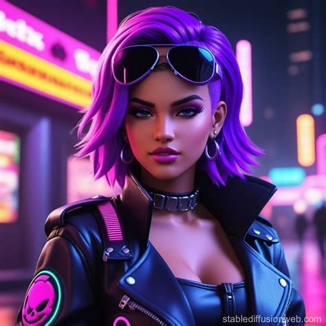 Shelly From Brawl Stars In Cyberpunk Style Stable Diffusion Online