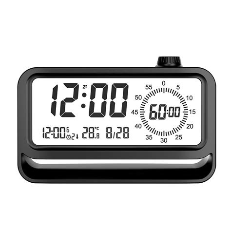 Electronic Alarm Clock Featuring Lcd Display And Visual Timer