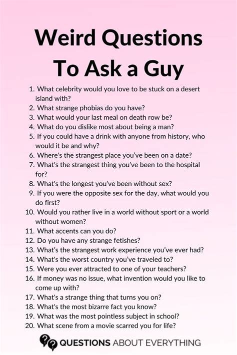 100 Weird Questions To Ask A Guy Weird Questions To Ask Fun