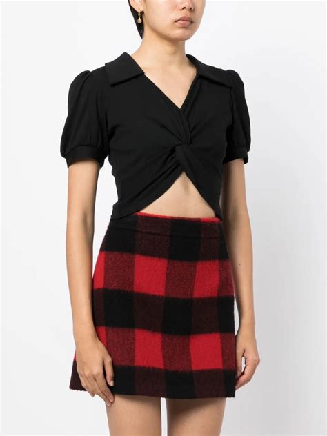 Tout A Coup Twisted Front Cropped Top Black Farfetch