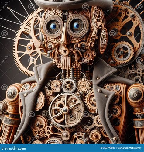 Clockwork Puppet Intricately Carved Puppet Inspired By Steampunk Stock Clockwork Puppet Intricately Carved Puppet Inspired By Steampunk Stock
