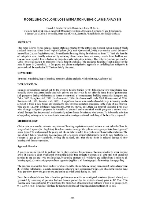 Pdf Modelling Cyclone Loss Mitigation Using Claims Analysis