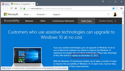 Microsoft To End Free Windows 10 Accessibility Upgrade Offer Ghacks Tech News