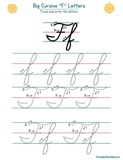 Cursive F Worksheets Free Letter Writing Printables
