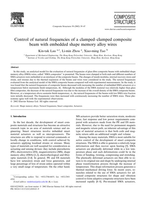 Download Pdf Control Of Natural Frequencies Of A Clamped Clamped Composite Beam With Embedded