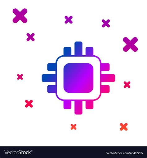 Color Computer Processor With Microcircuits Cpu Vector Image