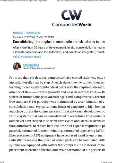 Consolidating Thermoplastic Composite Aerostructures In Place Part 1