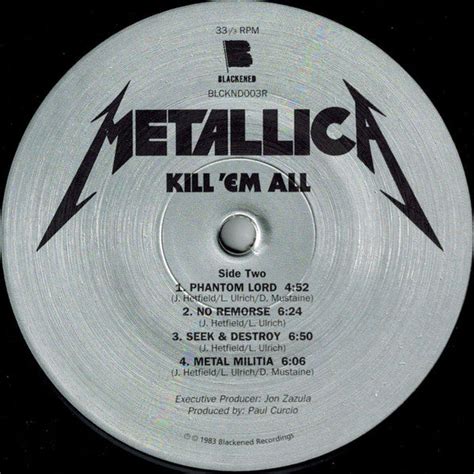 Metallica Kill Em All Back Cover