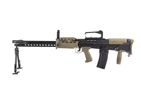 Ics L86a2 Lsw Airsoft Rifle With Bipod In Black Bbguns4less