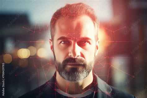 Highly Accurate Biometric Facial Recognition Technology Identifying A Confident Young Man S Face