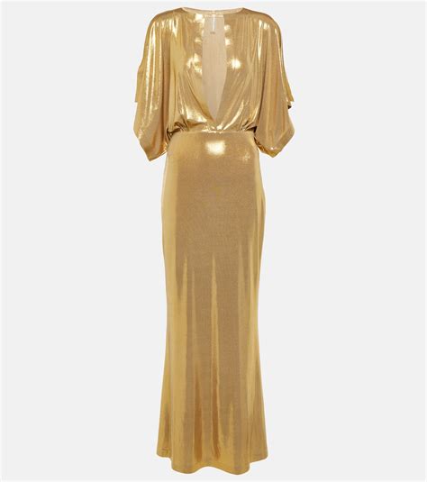 Obie Metallic Jersey Maxi Dress In Gold Norma Kamali Mytheresa
