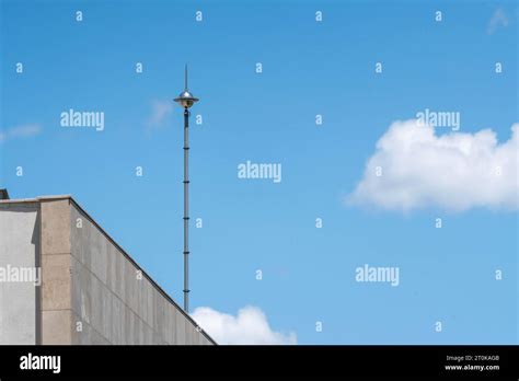 Lightning Rod On The Roof Of A Building Against A Blue Sky Lightning