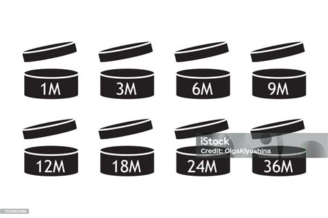 파오 화장품 오픈 항아리 라인 아이콘은 흰색에 격리 만료 기간 개월 화장품 기호 컬렉션 윤곽이 평평한 디자인 벡터 일러스트레이션 12 13세에 대한 스톡 벡터 아트 및 기타