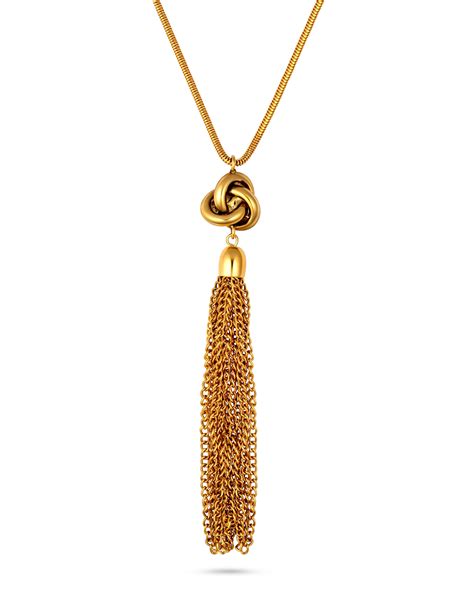 Tassel Knot Necklace 14k Gold Plated Snake Chain Christina Caruso