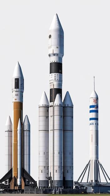 Set Of Space Rockets Isolated On White Background Premium Ai Generated Image