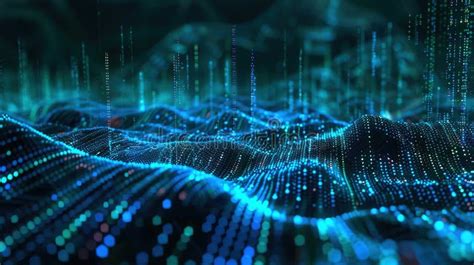 illustration 3d model abstract digital landscape with coding elements